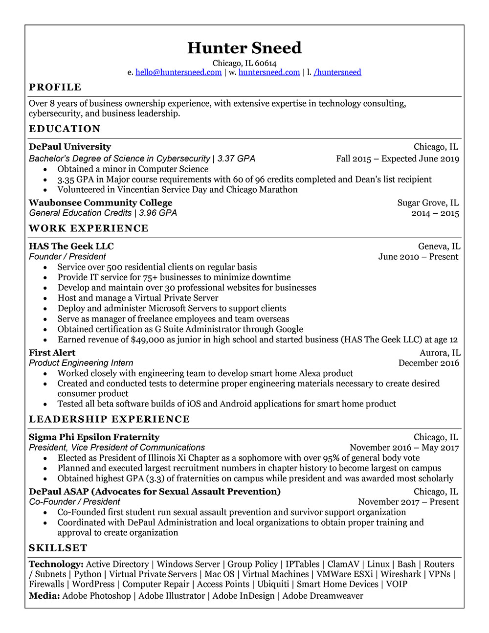 Hunter Sneed - Professional Website